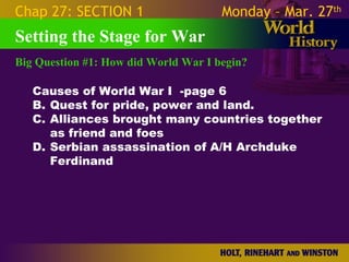 World War 1 - Chapter 27 Slides | PPT
