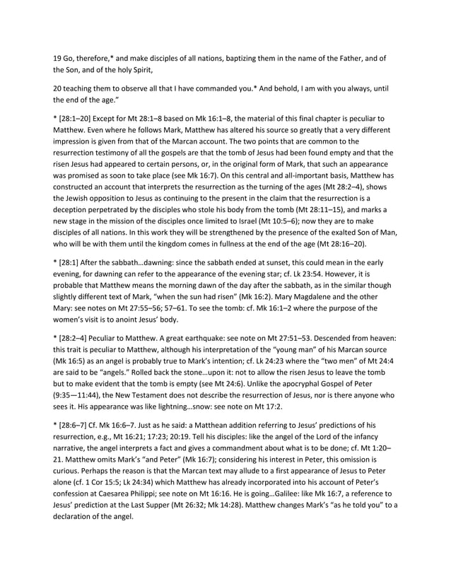 Study Notes on Matthew Chapter 28 | PDF