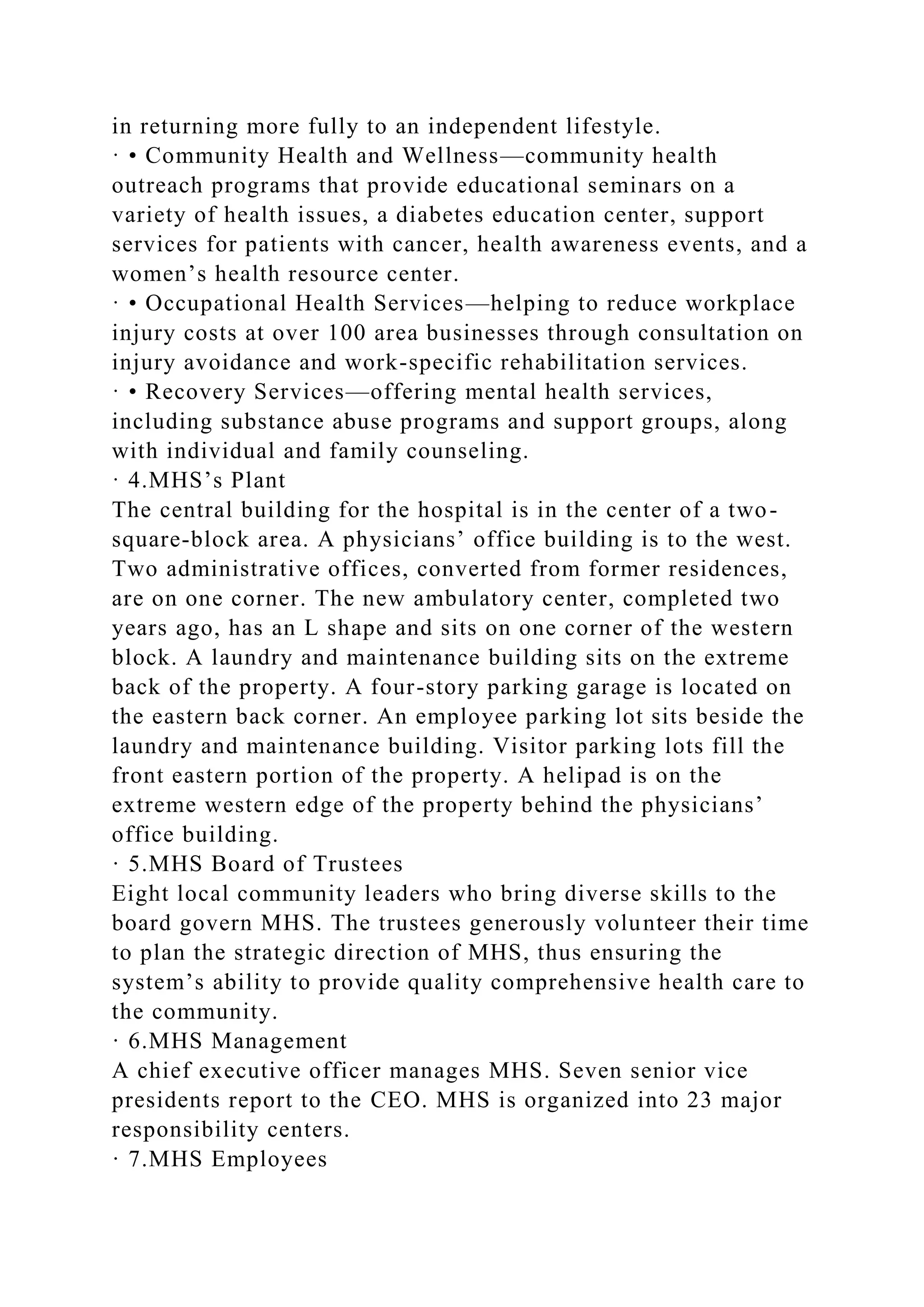 CHAPTER 28 Case Study Metropolis Health SystemBACKGROUND· 1.The H.docx