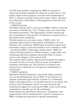 CHAPTER 28 Case Study Metropolis Health SystemBACKGROUND· 1.The H.docx