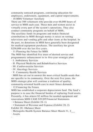 CHAPTER 28 Case Study Metropolis Health SystemBACKGROUND· 1.The H.docx