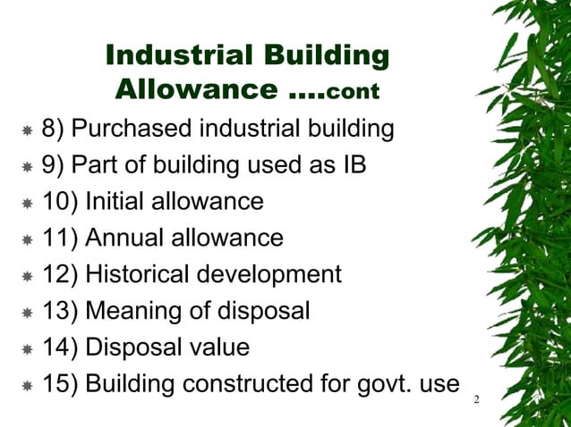 Chapter 2a industrial building allowances | PPTX | Business Accounting ...