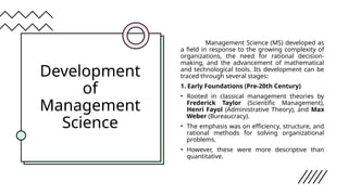 INTRODUCTION TO MANAGEMENT SCIENCE PART 1 AND 2 | PPTX