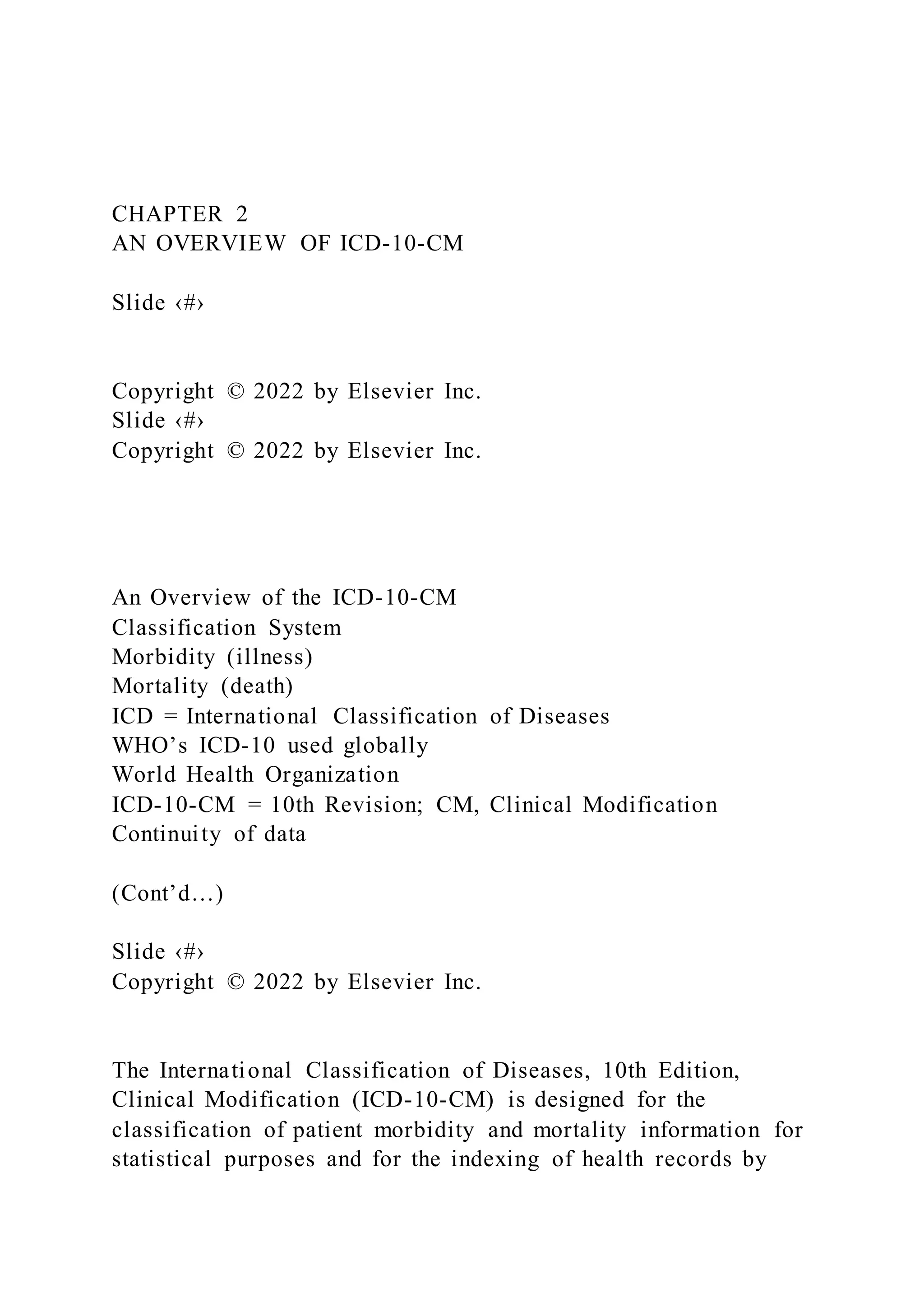 Chapter 2an Overview Of Icd 10 Cmslide ‹ ›copyright Pdf