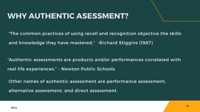 Chapter 2 Authentic Assessment Meaning Characteristics And Practices Assessment In Learning 2 Pptx
