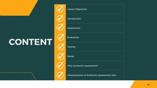 Chapter 2 Authentic Assessment Meaning, Characteristics and Practices ...