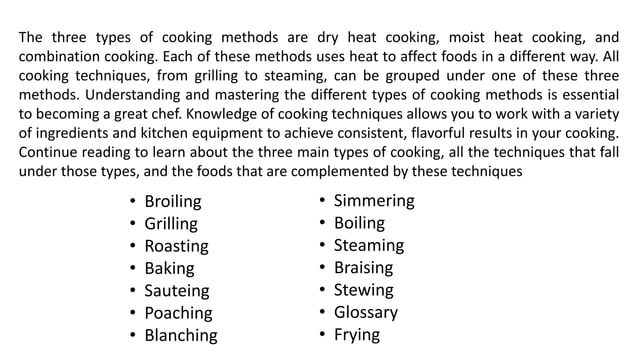 CHAPTER 2 BASIC COOKING METHOD.pptx | Barbecues and Grilling | Food & Drink