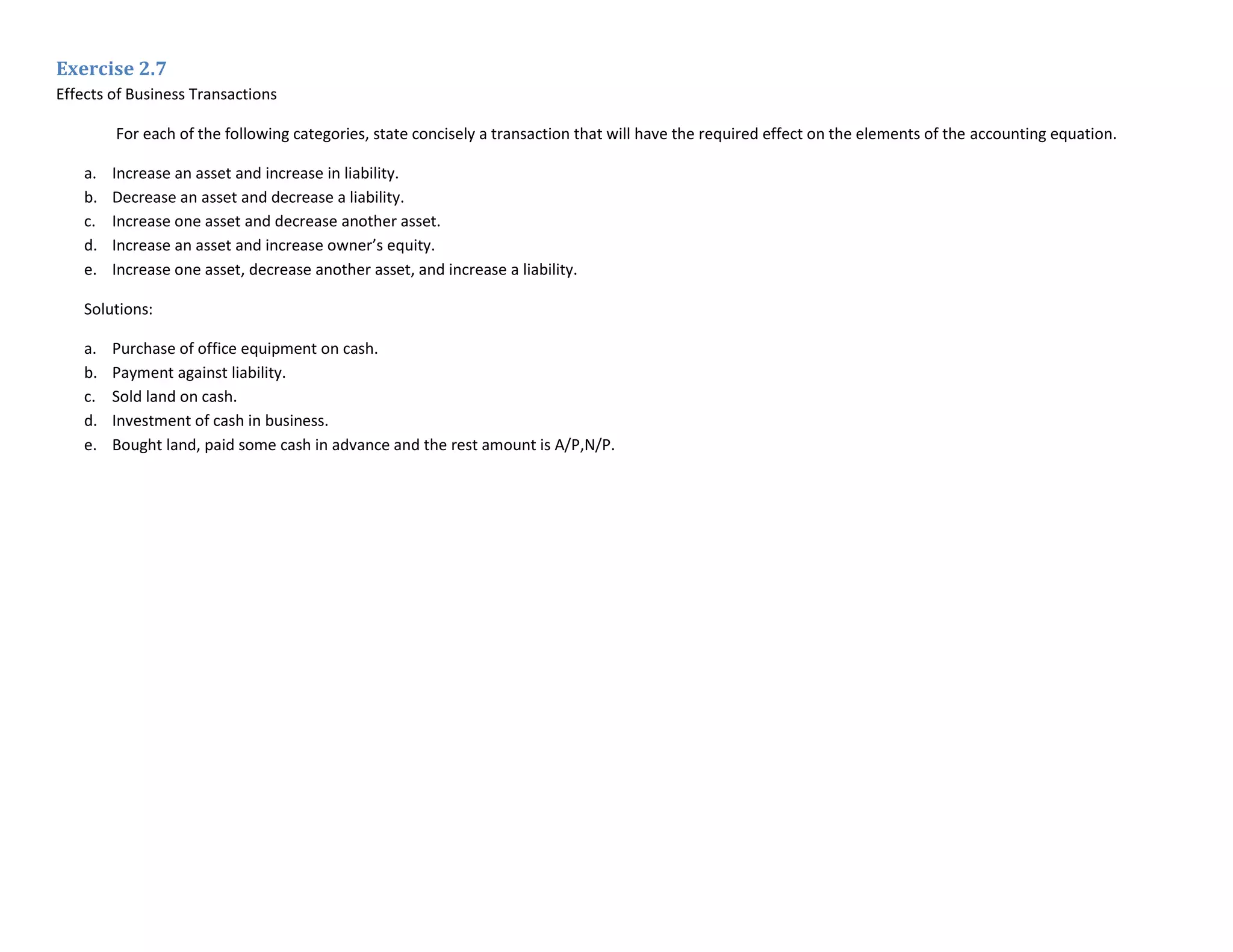 Chapter 2 basic financial statements exercise | DOCX