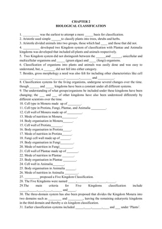 Biological classification Monera Protista fungi plantae and Animalia | PDF