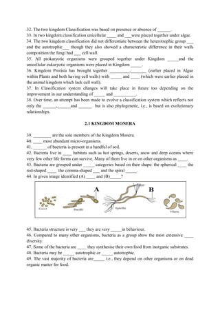 Biological classification Monera Protista fungi plantae and Animalia | PDF