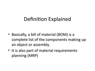 Chapter 2 BOM material management | PPTX