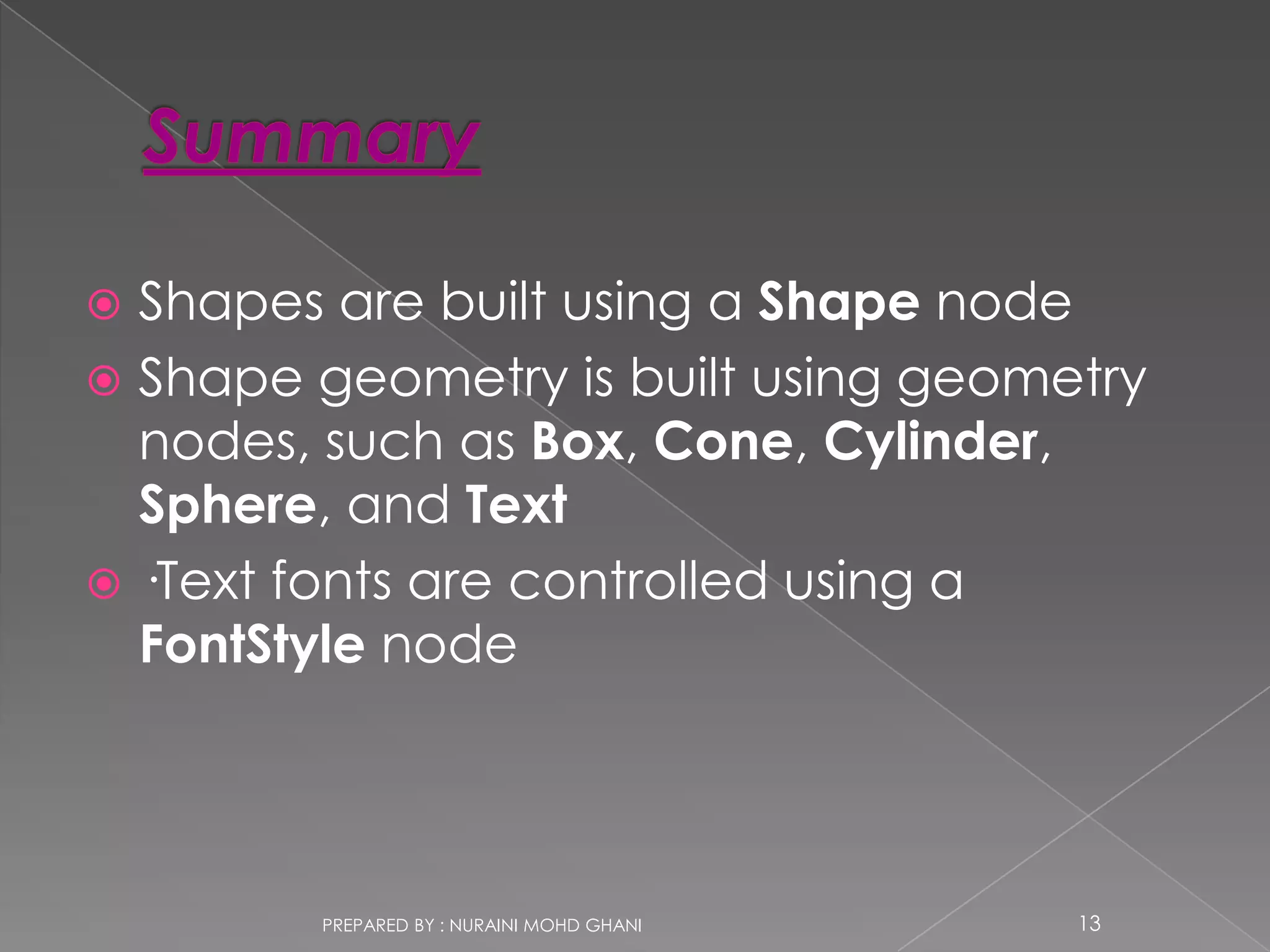 VISUAL REALITY AND VRML [Chapter 2 - BUILDING PRIMITIVE SHAPES] | PPTX