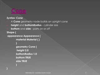 VISUAL REALITY AND VRML [Chapter 2 - BUILDING PRIMITIVE SHAPES] | PPTX