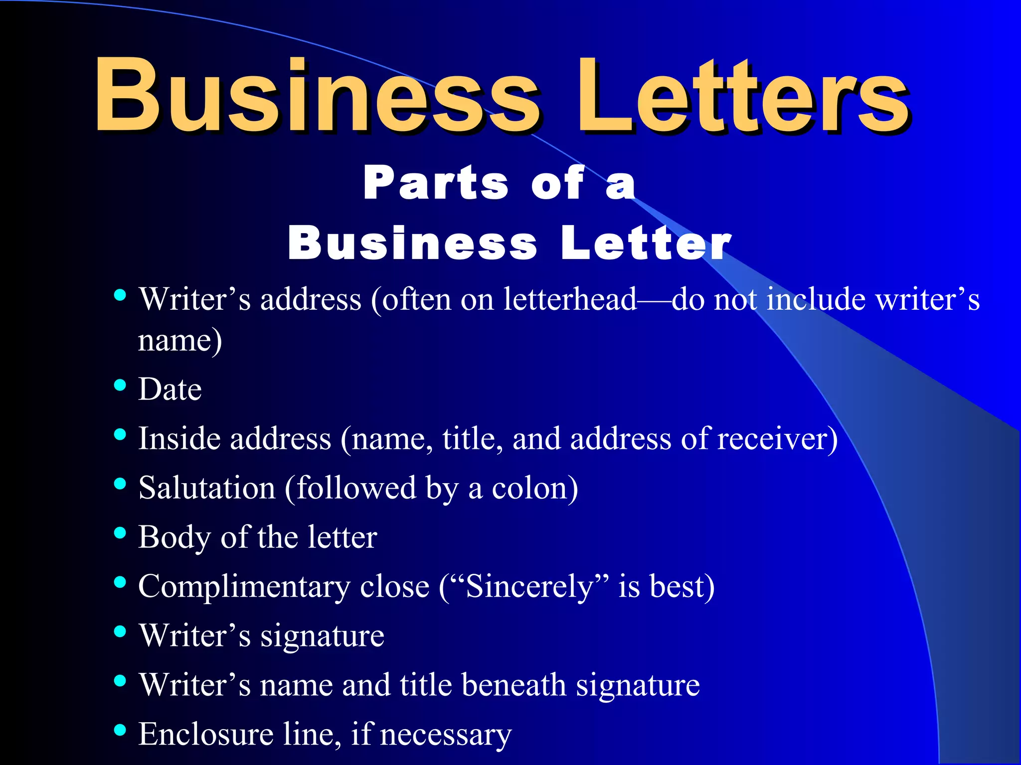 Chapter 2 business letters | PPT