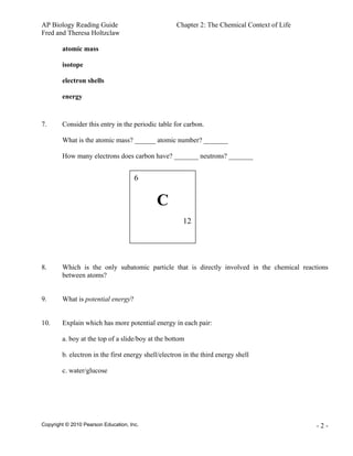 Chapter 2 chemical context of life | PDF
