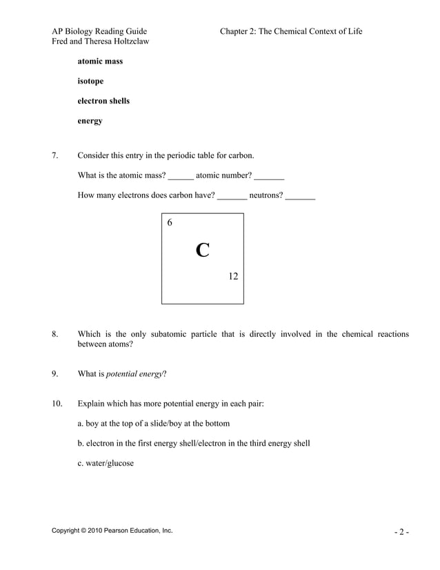 Chapter 2 Chemical Context Of Life Pdf