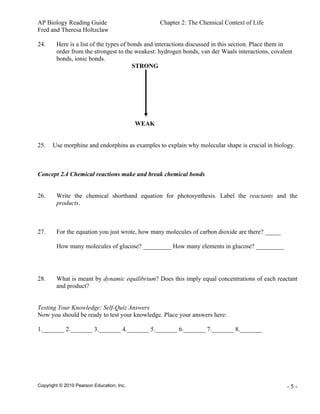 Chapter 2 chemical context of life | PDF