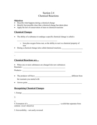 Chemistry - Chp 2 - Matter and Change - Notes | DOC