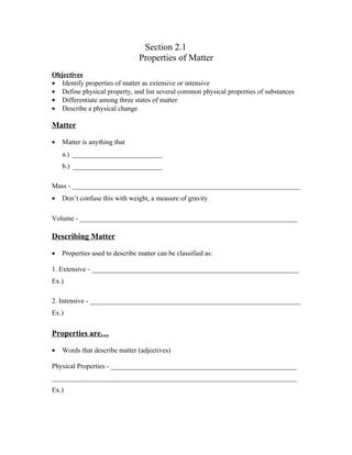 Chemistry - Chp 2 - Matter and Change - Notes | PDF