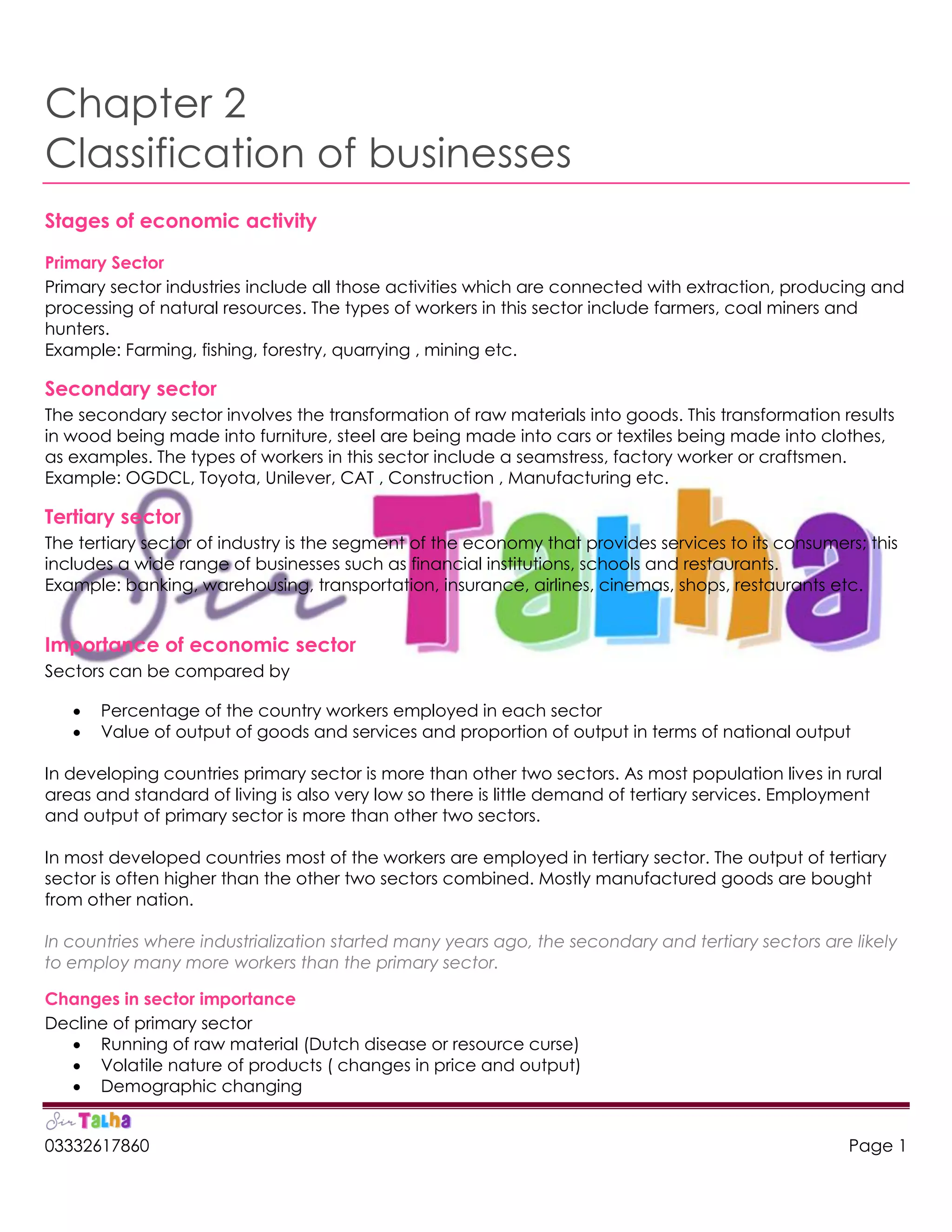 Chapter 2 classification of business | PDF