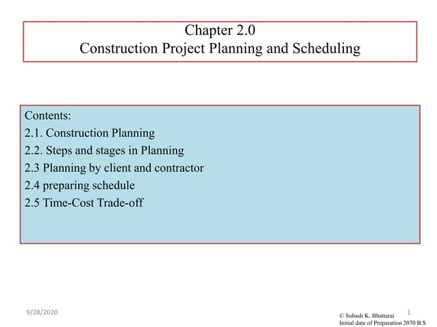 Chapter 2 construction project planning and scheduling | PPT