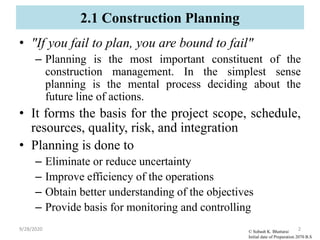 Chapter 2 construction project planning and scheduling | PPSX