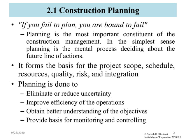 Chapter 2 construction project planning and scheduling | PPT