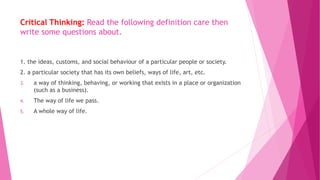 Chapter 2 Cultural Studies | PPTX | Science