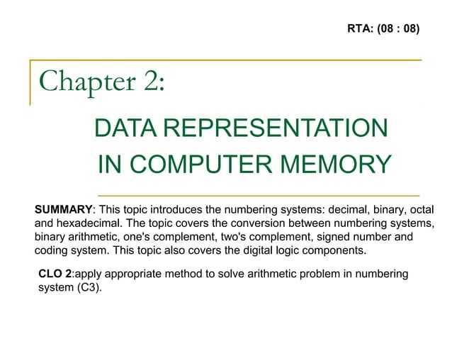 Chapter 2 Data Representation on CPU (part 1) | PPT