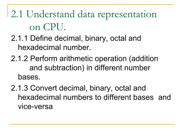 Chapter 2 Data Representation on CPU (part 1) | PPT