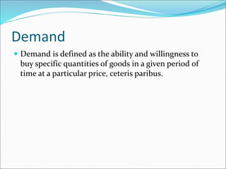 Demand ,supply and market equilibrium in the market | PPT