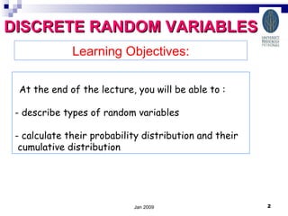 Chapter 2 discrete_random_variable_2009 | PPT