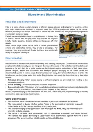 CBSE Grade 6 Social Science Civics Ch 2 Diversity and Discrimination ...