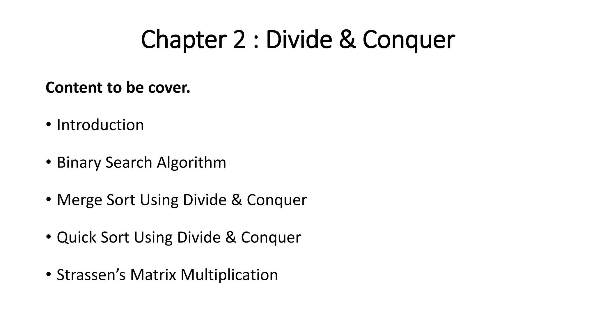 Chapter 2 divide & conquer | PPTX