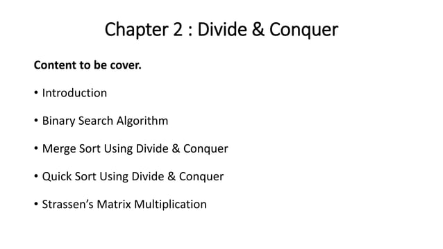 Chapter 2 divide & conquer | PPT