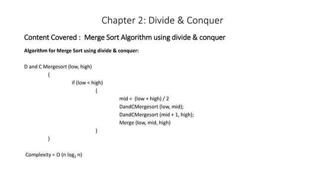 Chapter 2 divide & conquer | PPT