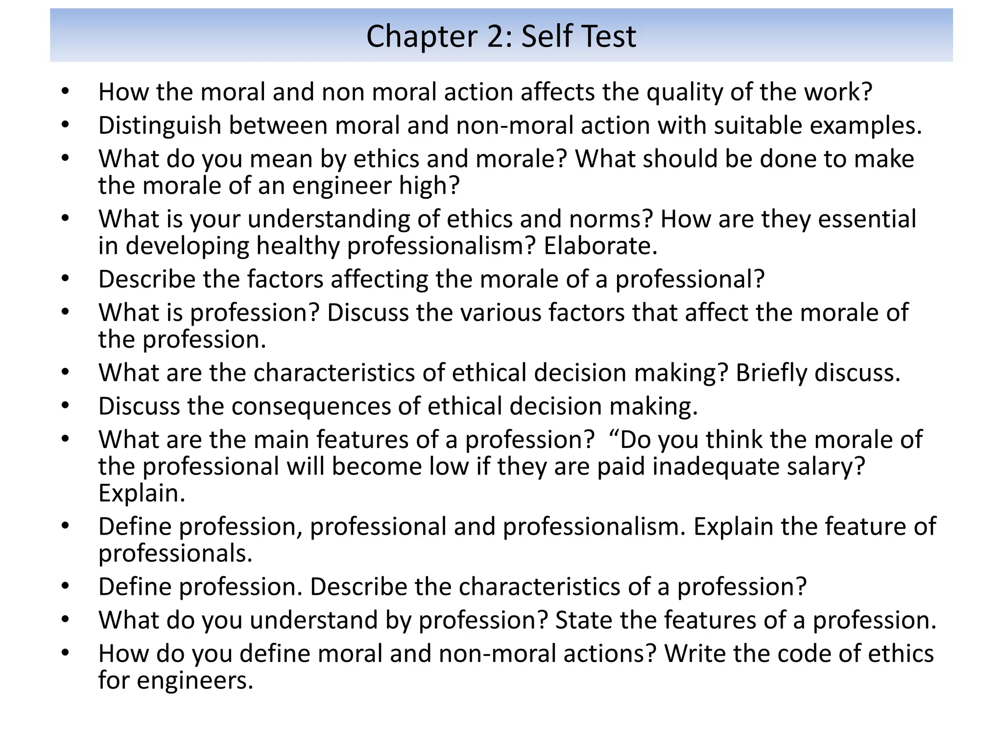 Chapter 2 Ethics and professionalism | PPT