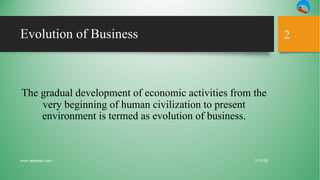 Evolution of business - Business Studies (A- Level/ Grade -11) | PDF