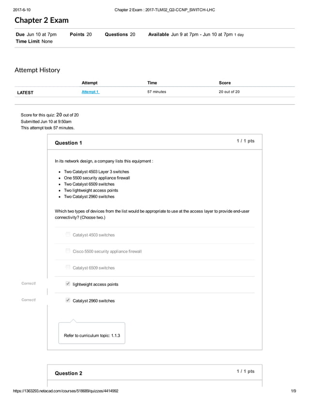 Chapter 2 exam 2017 tlm02-q2-ccnp_switch-lhc | PDF
