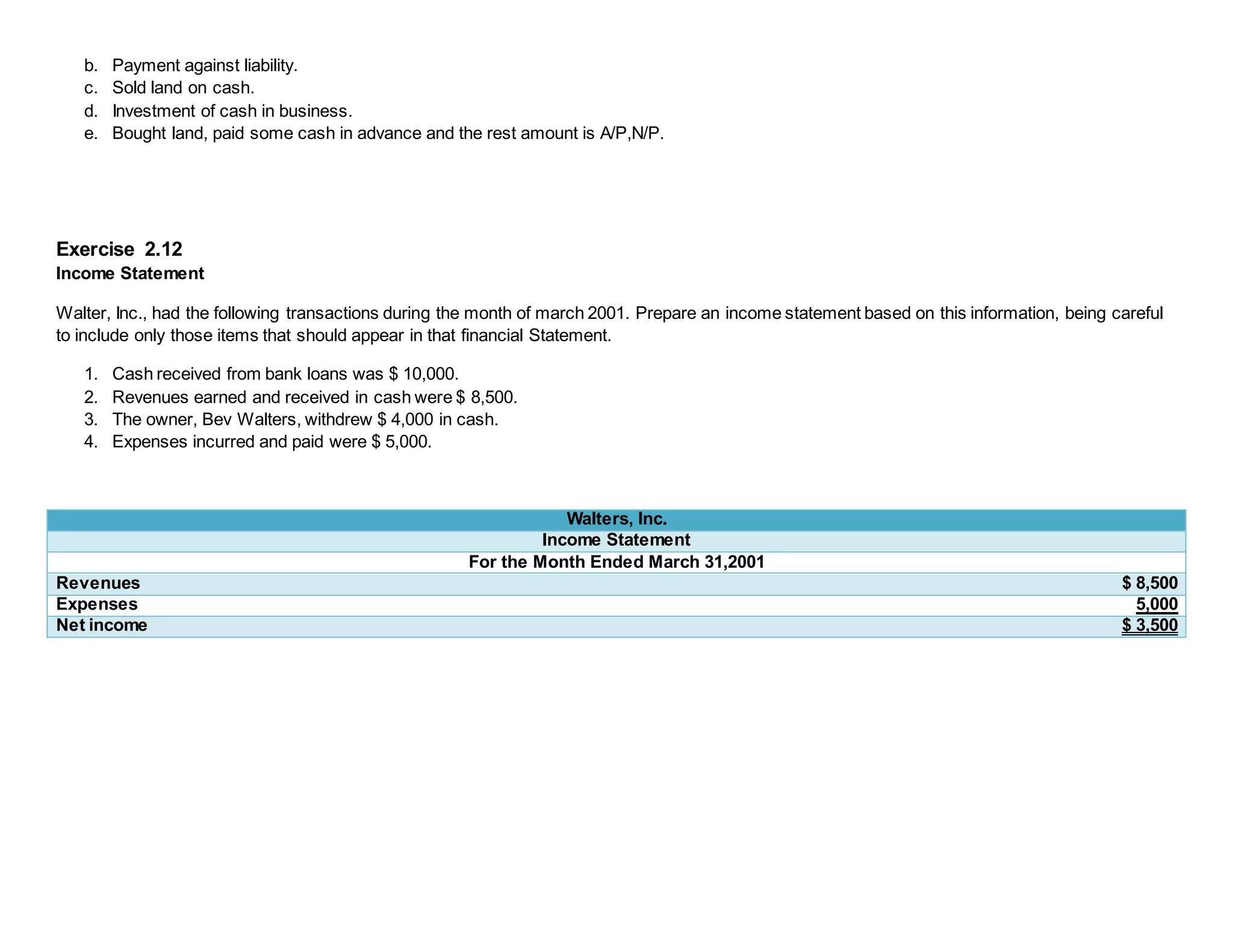 Chapter 2 Basic Financial Statements exercise and solutions | DOCX