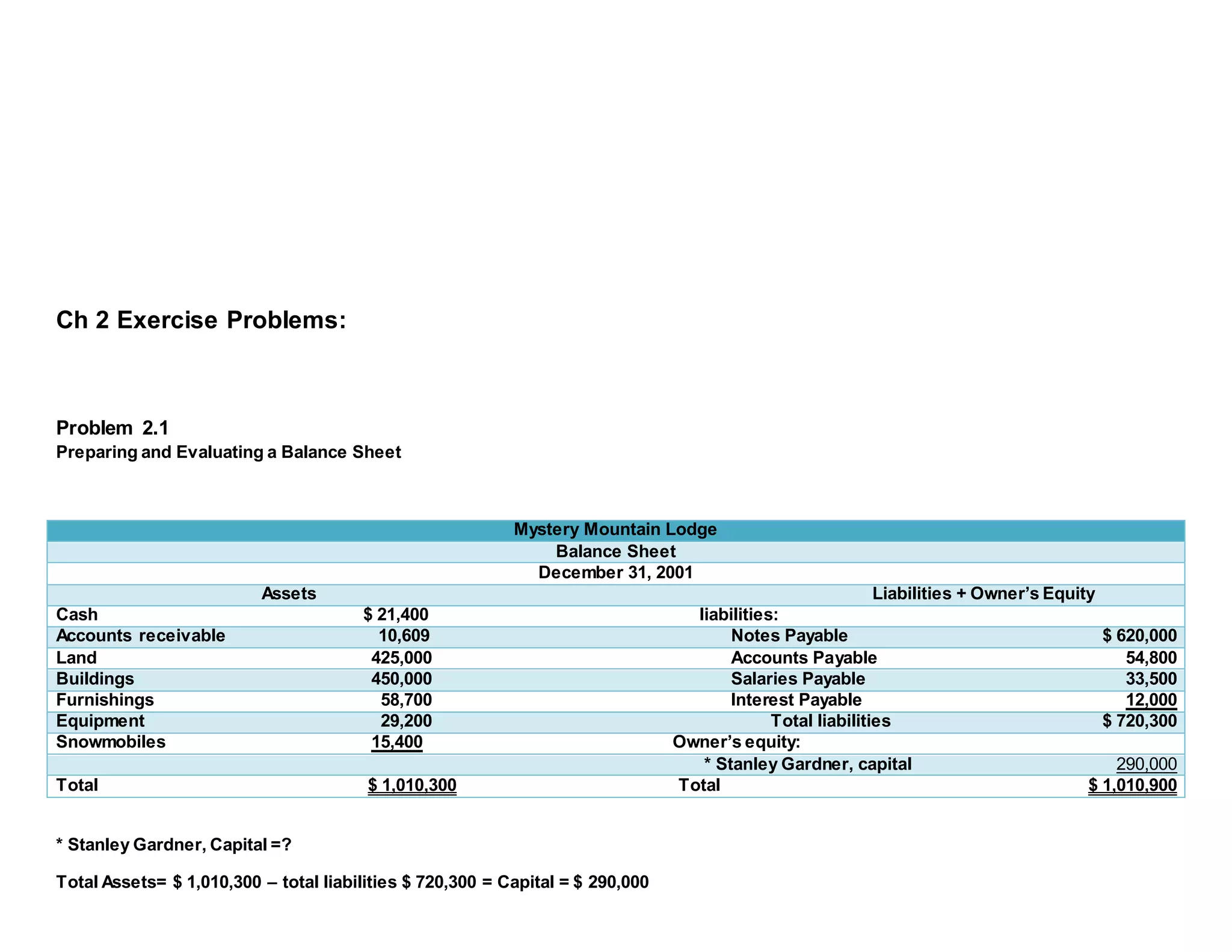 Chapter 2 Basic Financial Statements exercise and solutions | DOCX