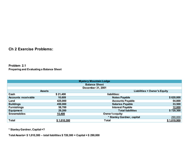 Chapter 2 Basic Financial Statements exercise and solutions | DOCX