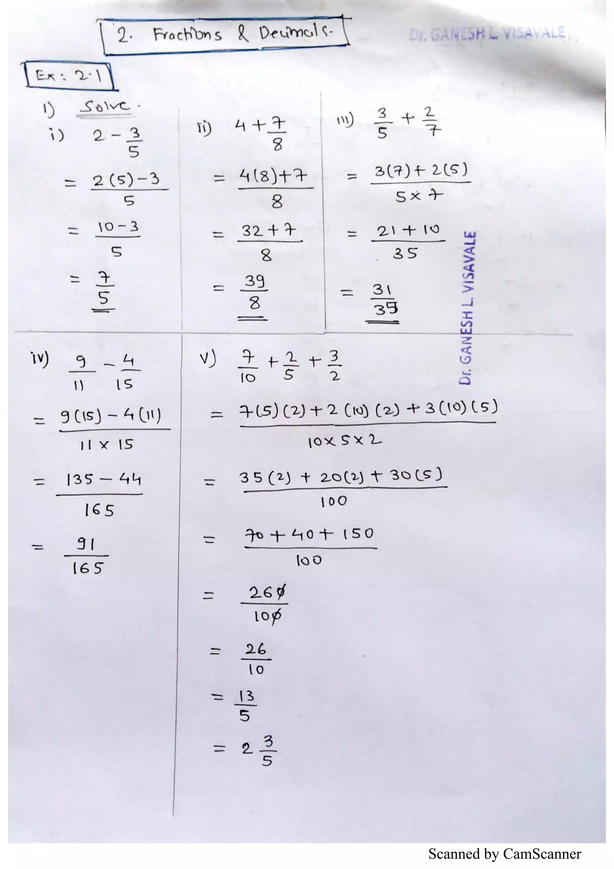 Class 7 | NCERT | Mathematics | Exercise 2.1 | PDF