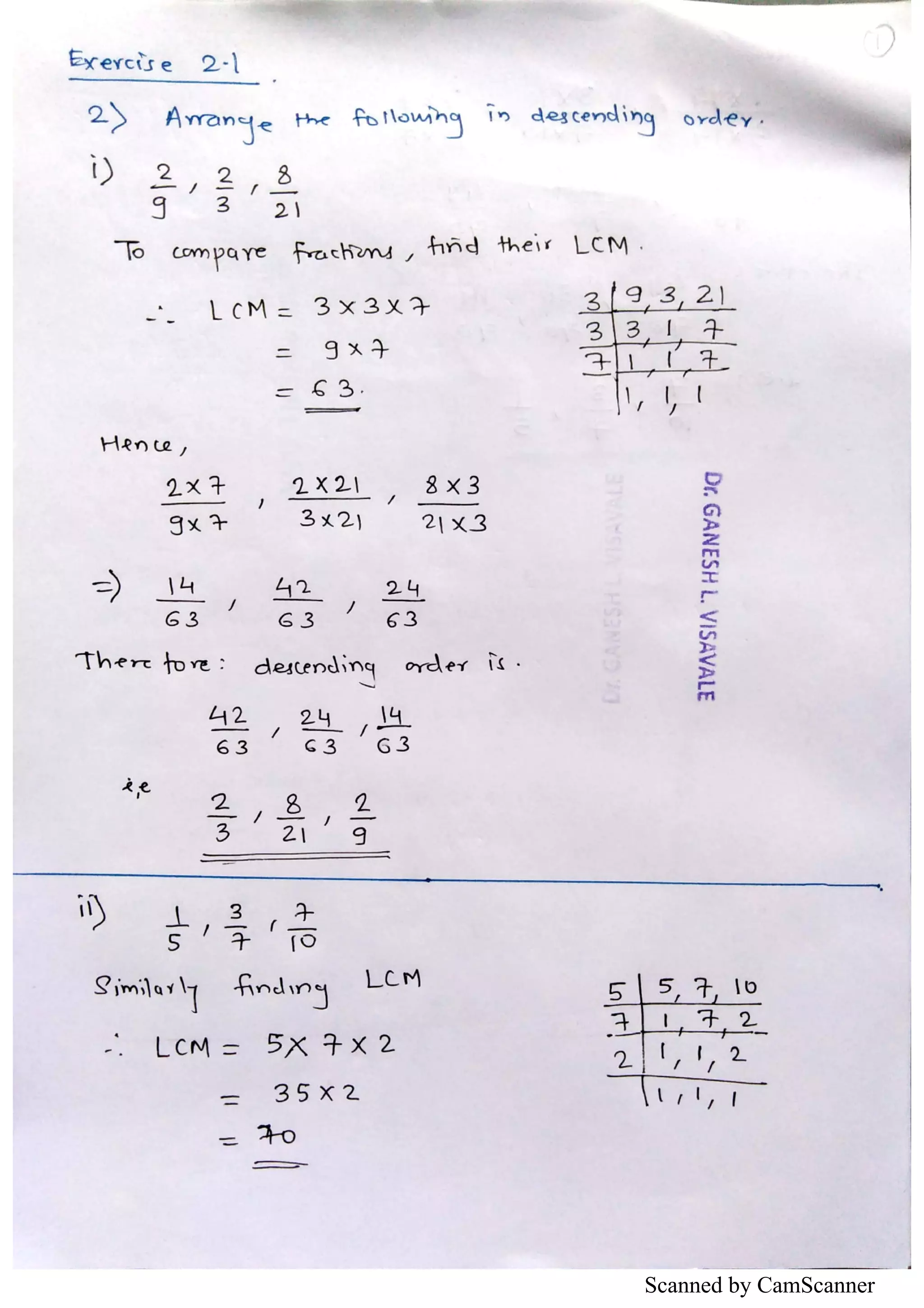 Class 7 | NCERT | Mathematics | Exercise 2.1 | PDF