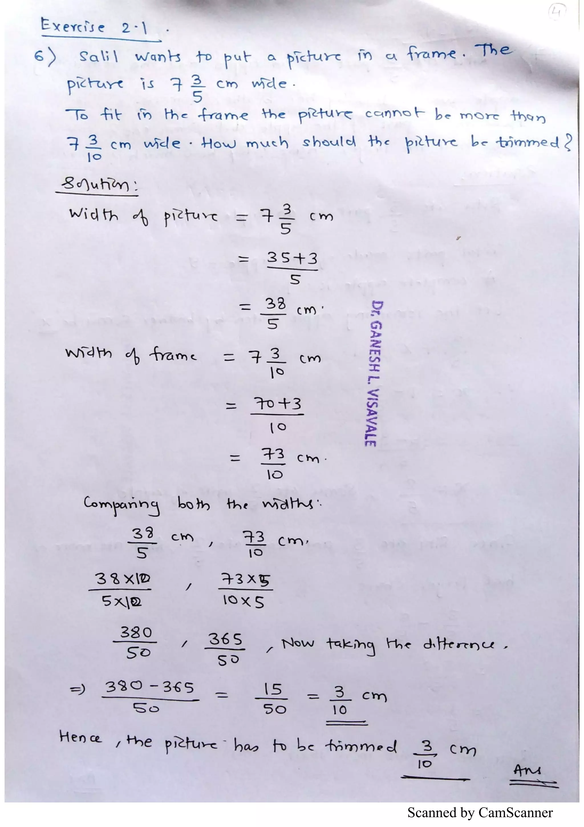 Class 7 | NCERT | Mathematics | Exercise 2.1 | PDF