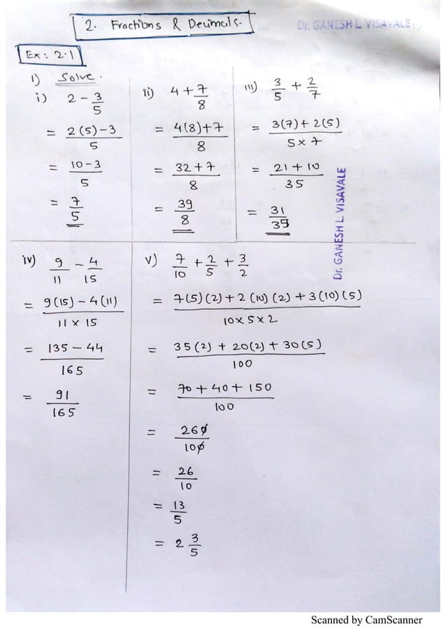 Class 7 | NCERT | Mathematics | Exercise 2.1 | PDF