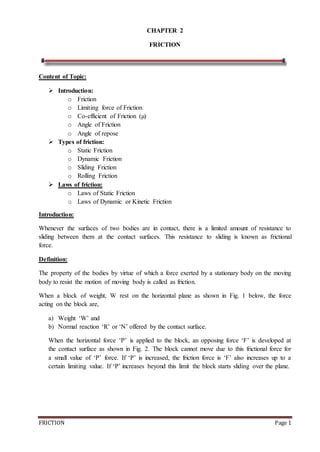 Chapter 2 friction | PDF