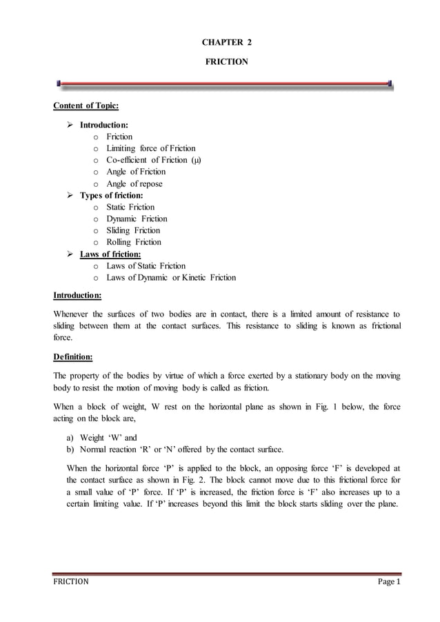 Chapter 2 friction | PDF
