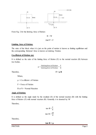 Chapter 2 friction | PDF