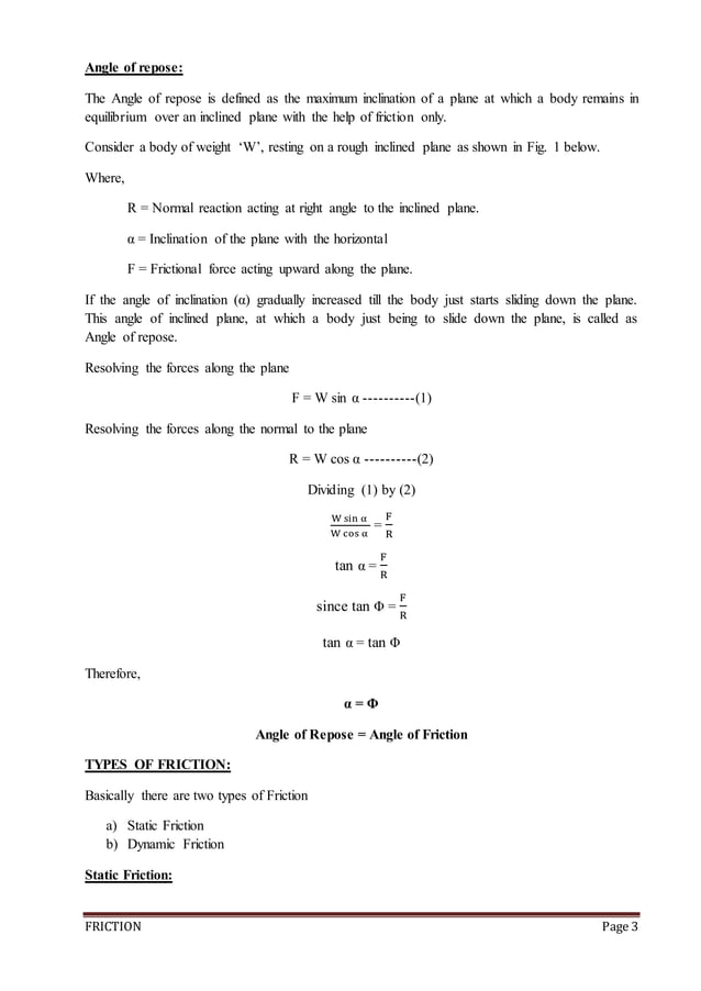 Chapter 2 friction | PDF